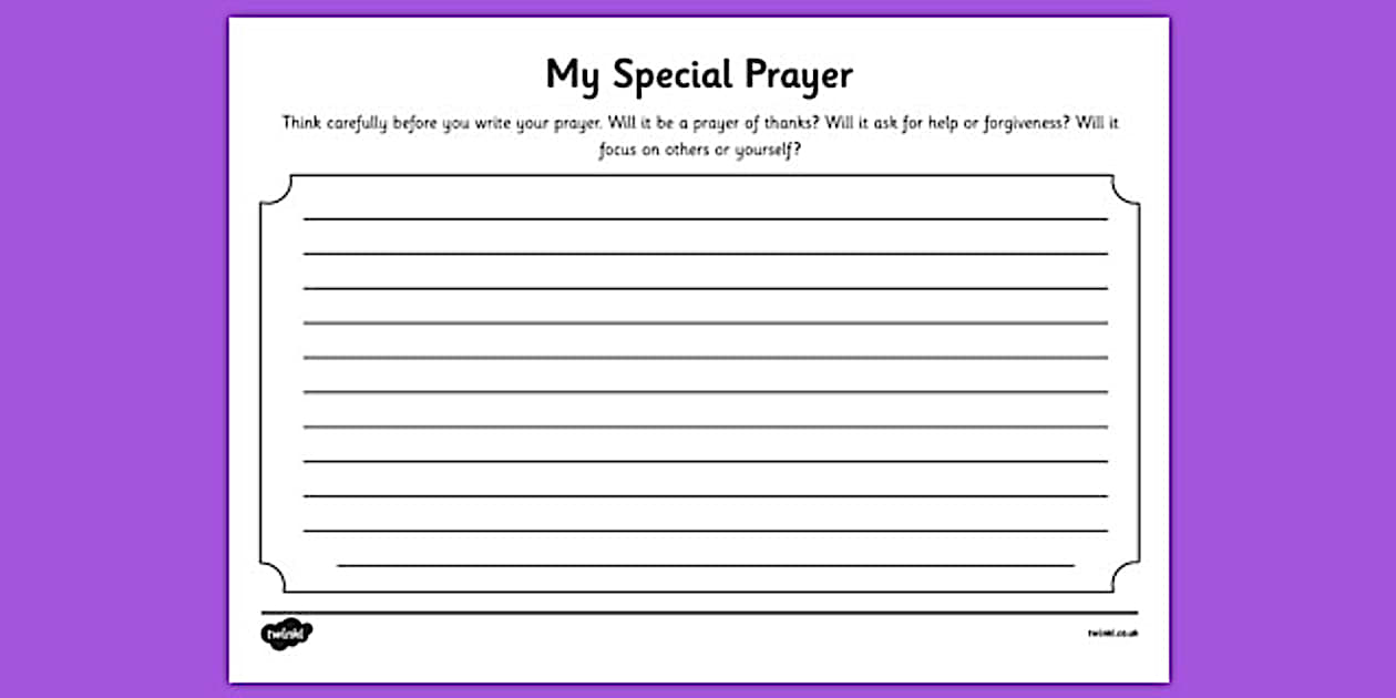 Editable Prayer Writing Worksheet (teacher made) - Twinkl