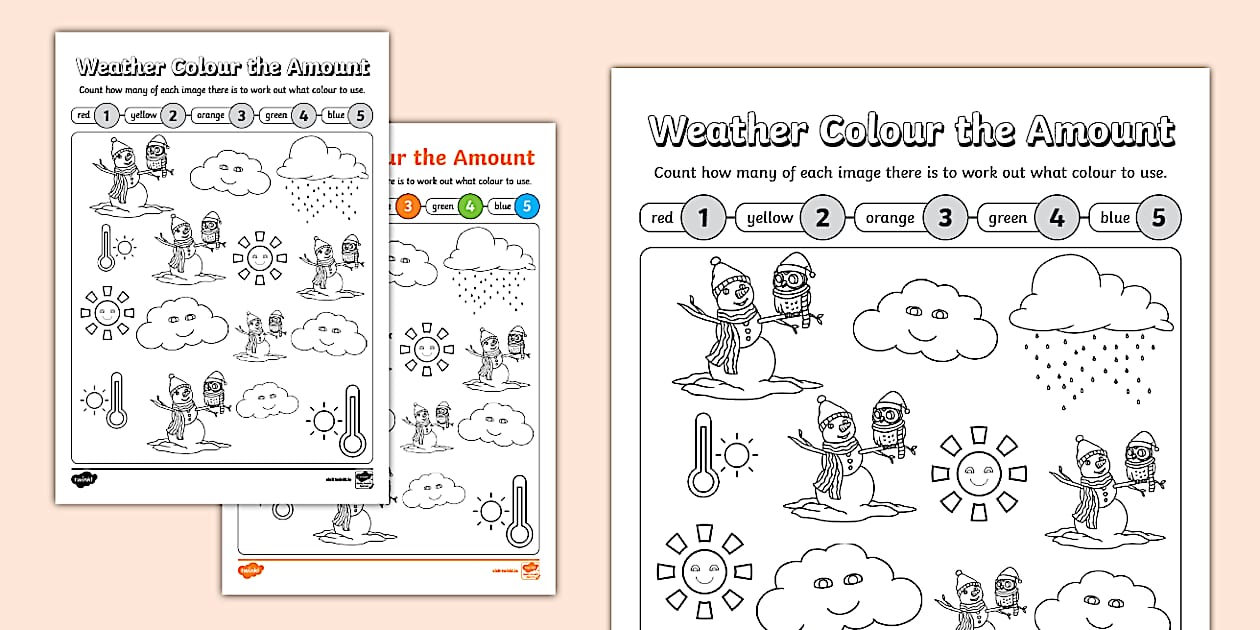 Weather Colour the Amount Worksheet (Lehrer gemacht)