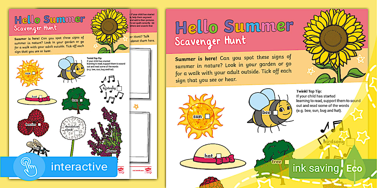Summer Scavenger Hunt Ideas For Parents | Twinkl EYFS