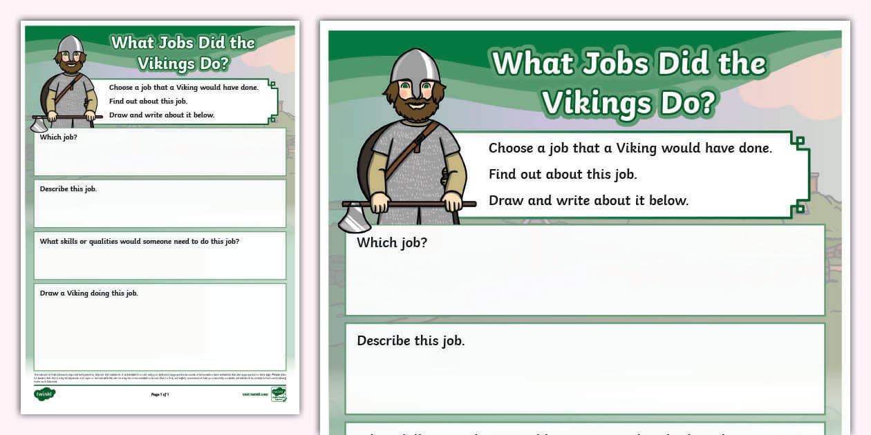 What Jobs Did the Vikings Do? Activity Sheet (teacher made)