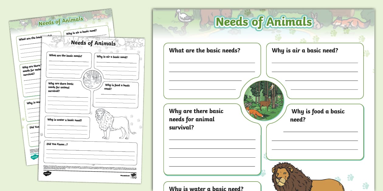 Needs of Animals Fact File Template (Hecho por educadores)
