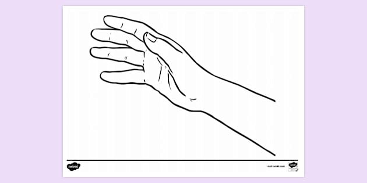 Arm Reaching Out Colouring Sheet | Colouring Sheets | Twinkl