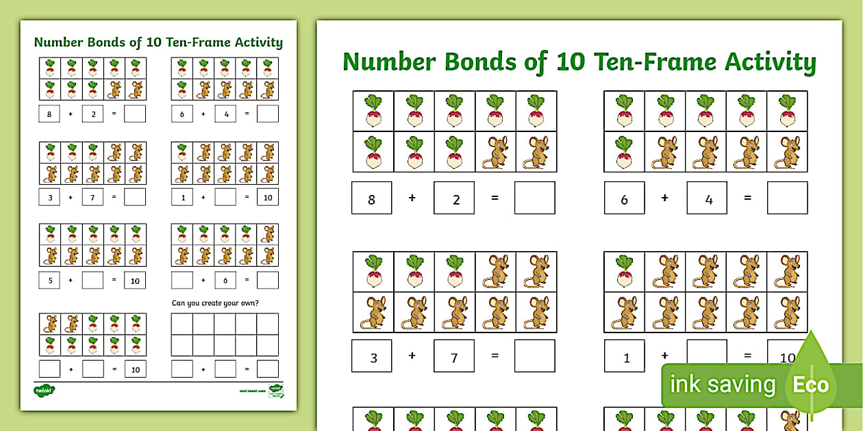 👉 Number Bonds of 10 The Enormous Turnip Ten-Frame Activity
