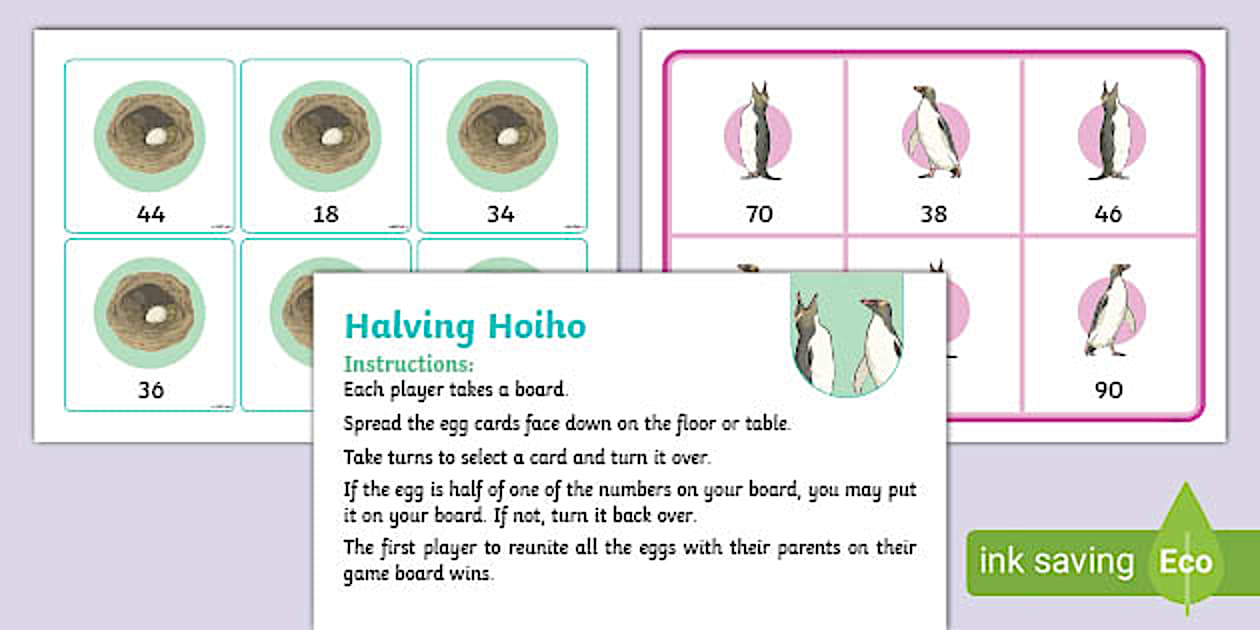 Stage 5: Halving Hoiho Maths Board Game (teacher made)
