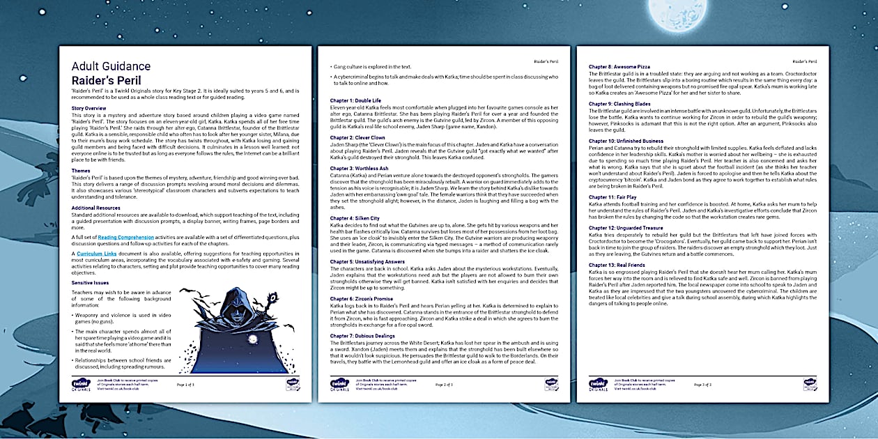 KS2 Fantasy Gaming Adventure Story 'Raider's Peril' Adult Guidance