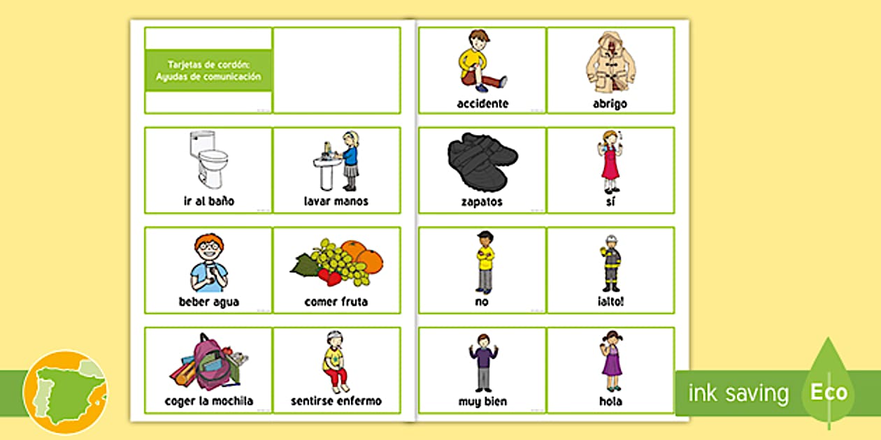 Tarjetas de cordón: Ayudas de comunicación (teacher made)