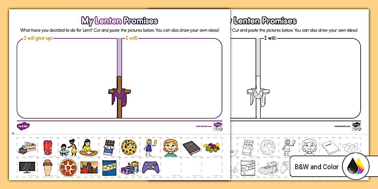 My Lenten Promises Cut and Paste Worksheet (teacher made)