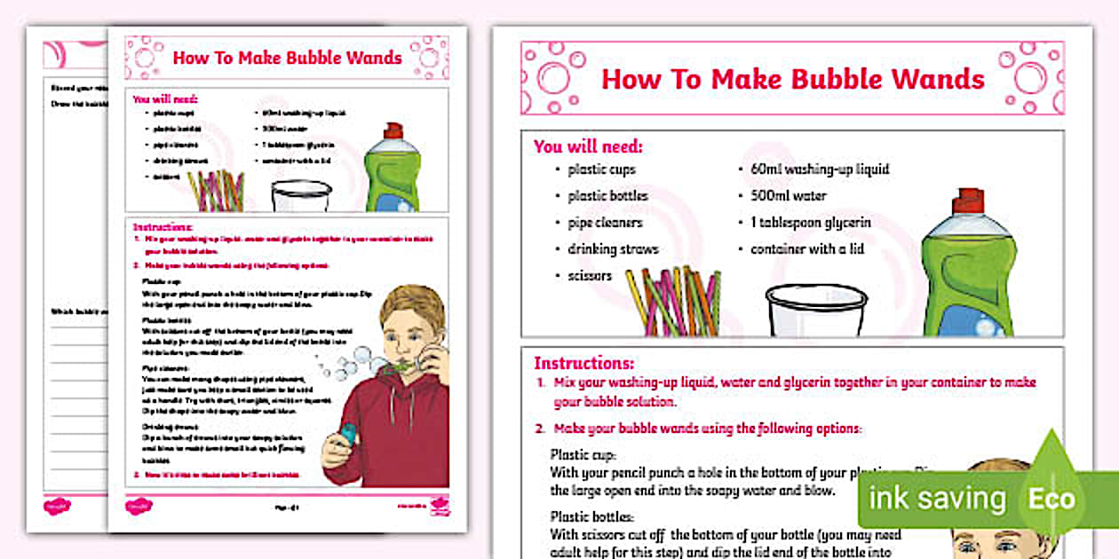 Bubble Wand Activity Sheet (teacher made) - Twinkl