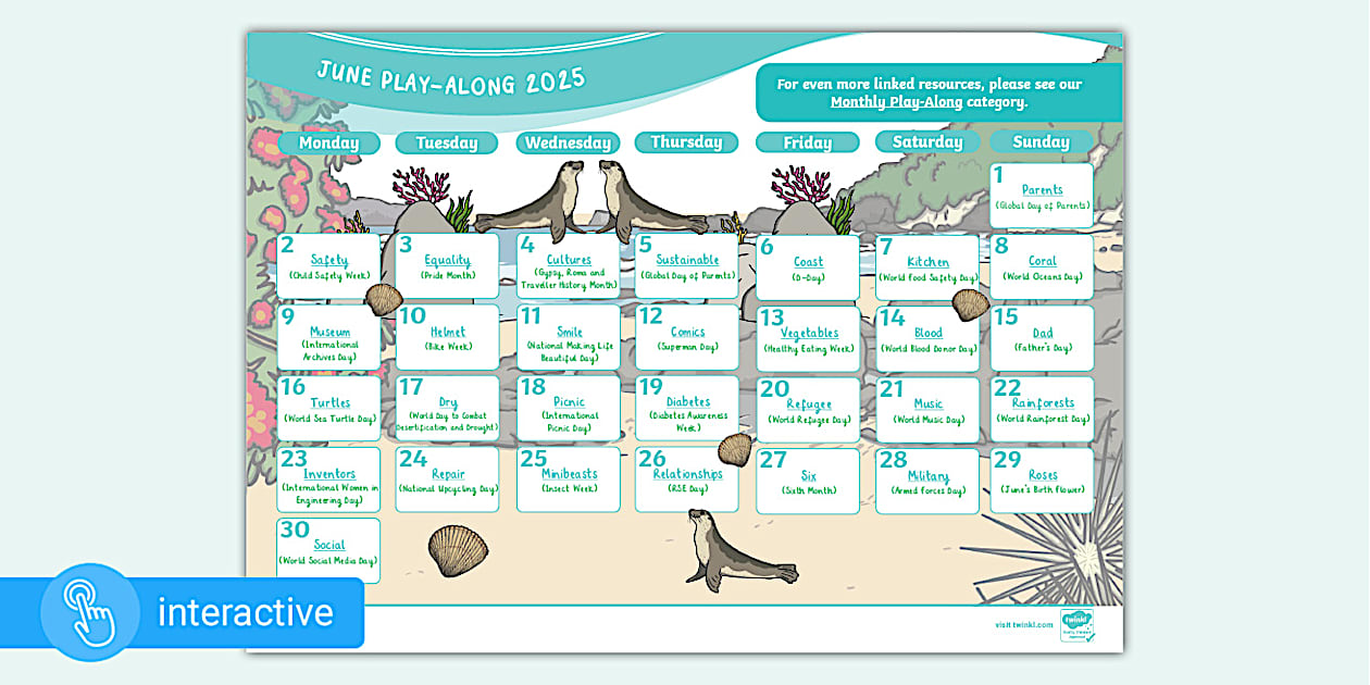 June Play-Along Calendar (2025) (teacher made) - Twinkl