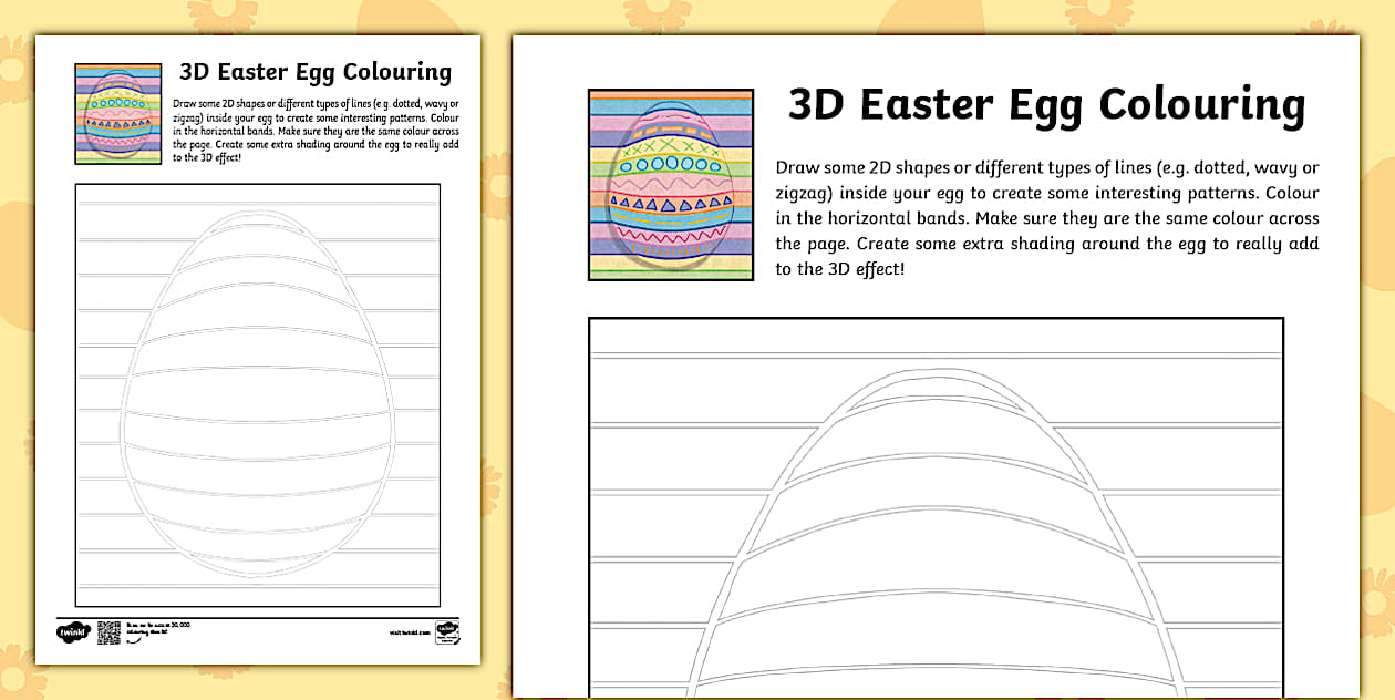 3D Easter Egg Colouring Page - Twinkl - KS2 - Twinkl