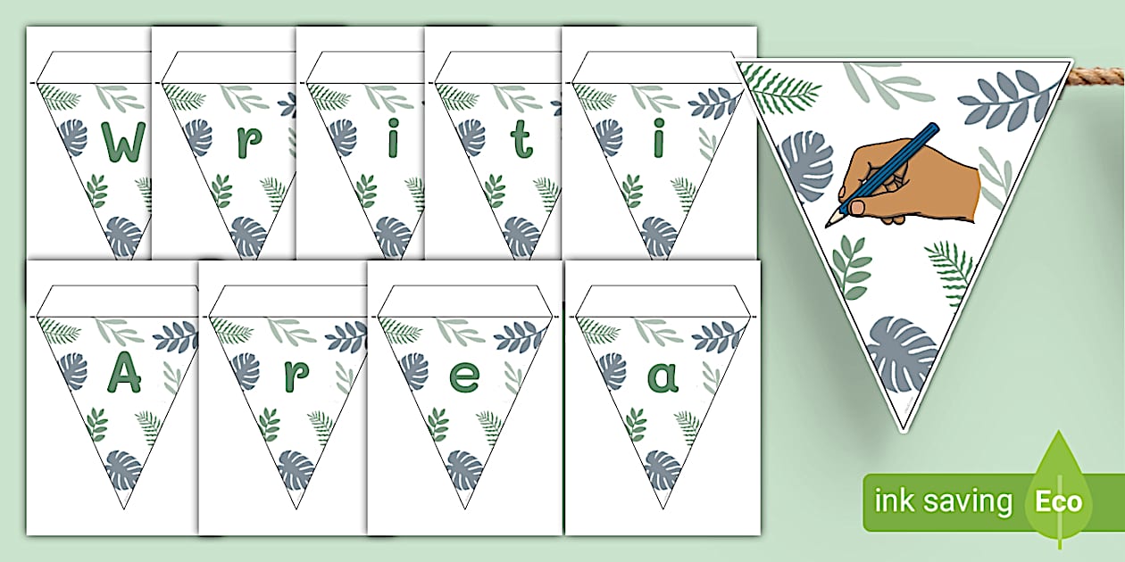 Botanical-Themed Writing Area Continuous Provision Bunting