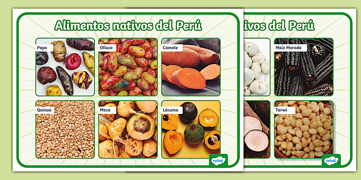 Lámina: Alimentos nativos del Perú | Materiales Twinkl