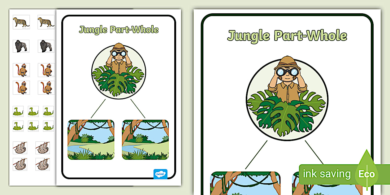 Black and White Jungle Part-Whole Activity (teacher made)