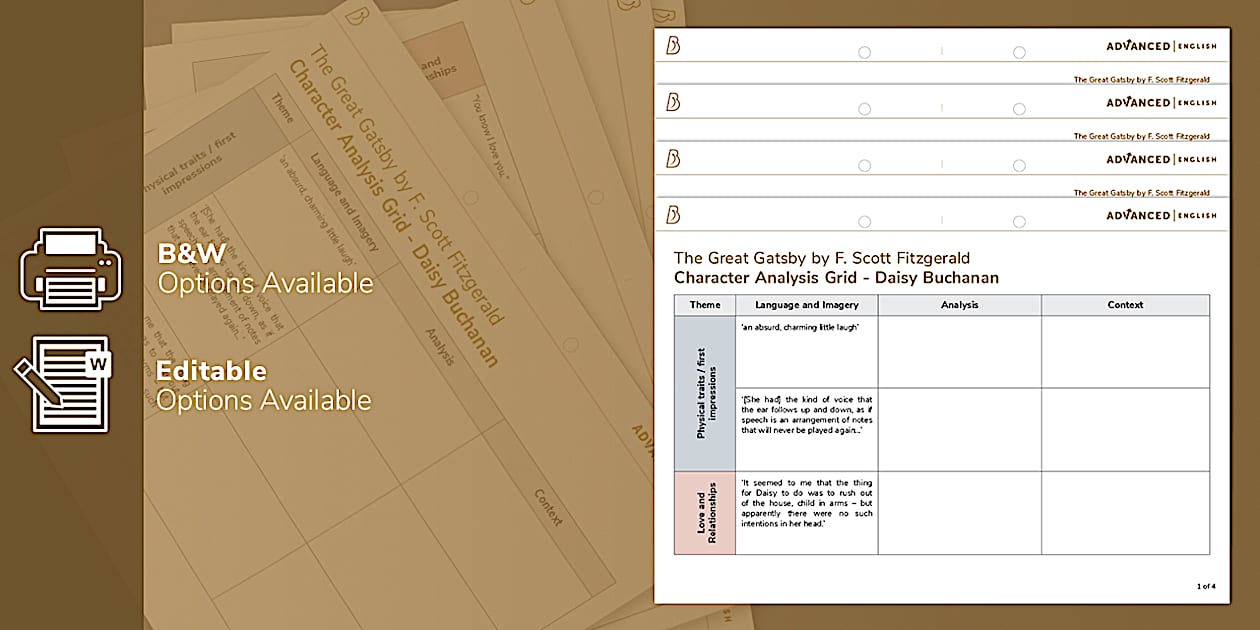 Daisy Buchanan Character Grid | The Great Gatsby | Beyond