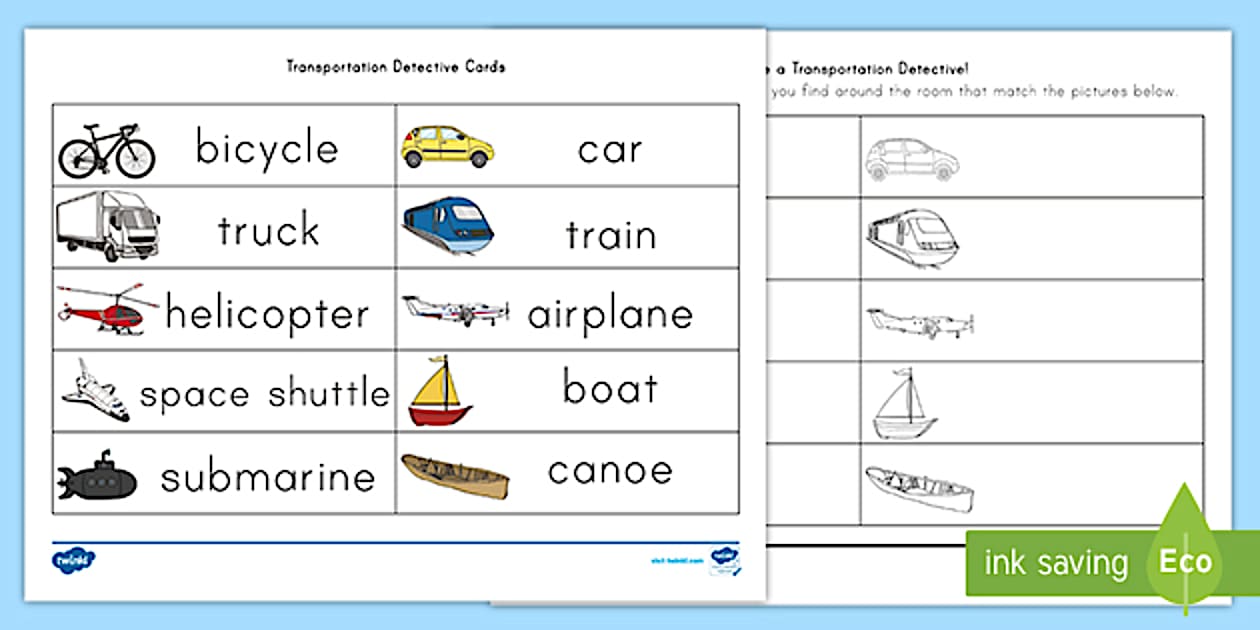 Editable Transportation Read and Write the Room Worksheet