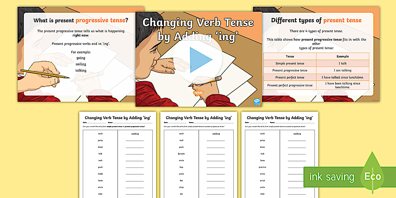 Continuous Actions - Adding -ing Teaching Pack - Twinkl