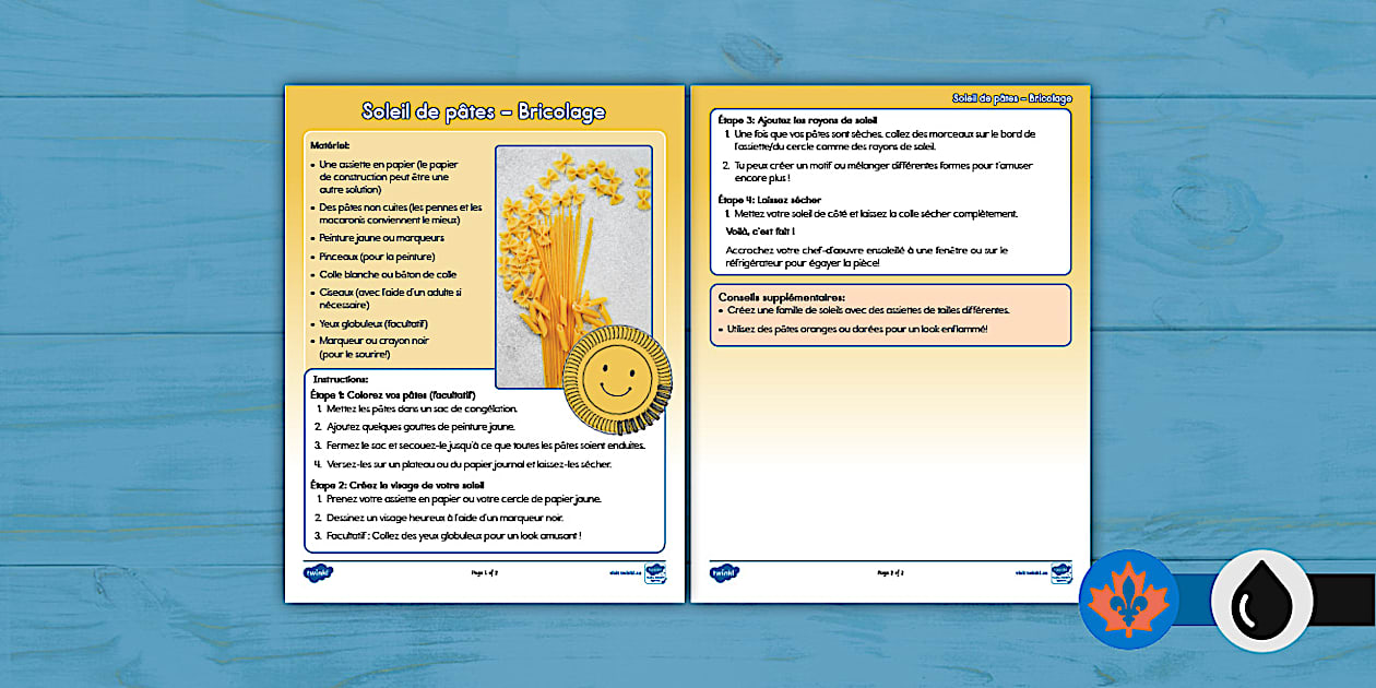 Pasta Sun Craft French (teacher made) - Twinkl