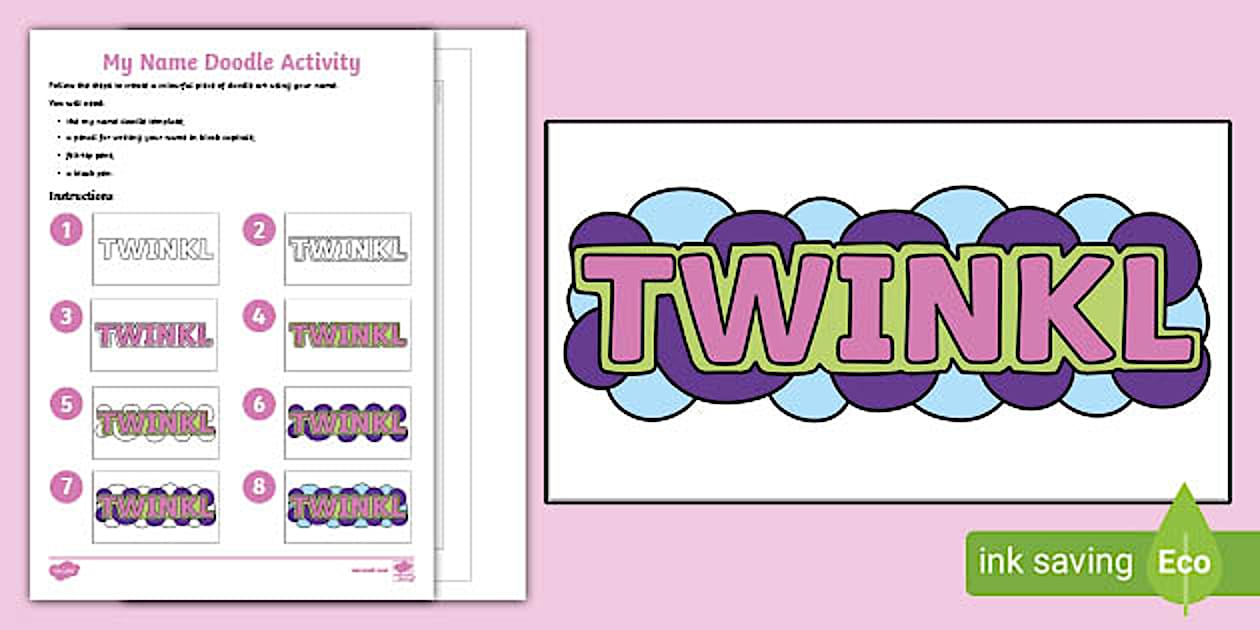 My Name Doodle Activity Sheet (teacher made) - Twinkl