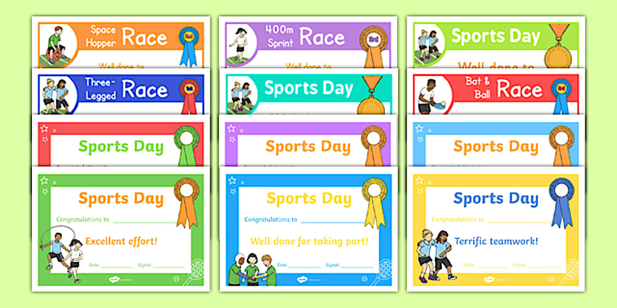 EYFS Multi Skills Sports Day Certificate Pack