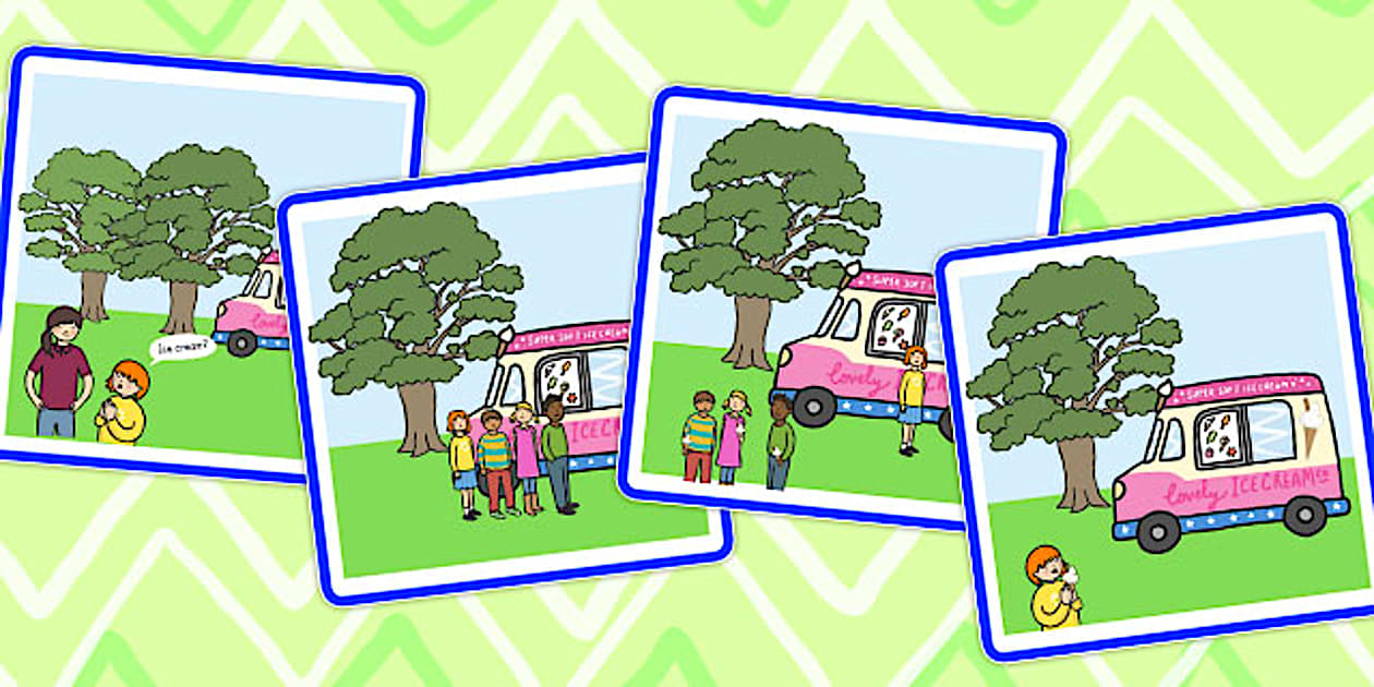 Sequencing Cards: Ice Cream Van | Twinkl Symbols - Twinkl