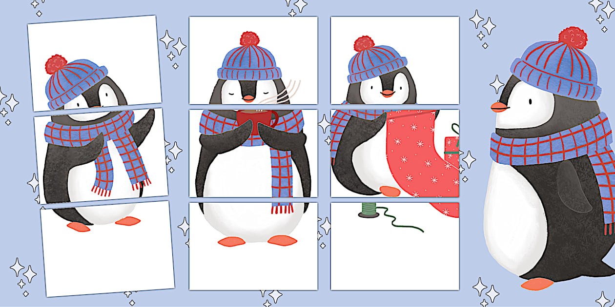 A3 winter penguin (teacher made) - Twinkl