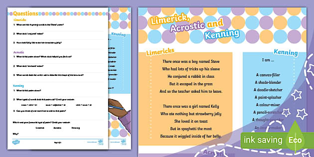 Year 4 Poetry Comprehension Activity | Parent Support