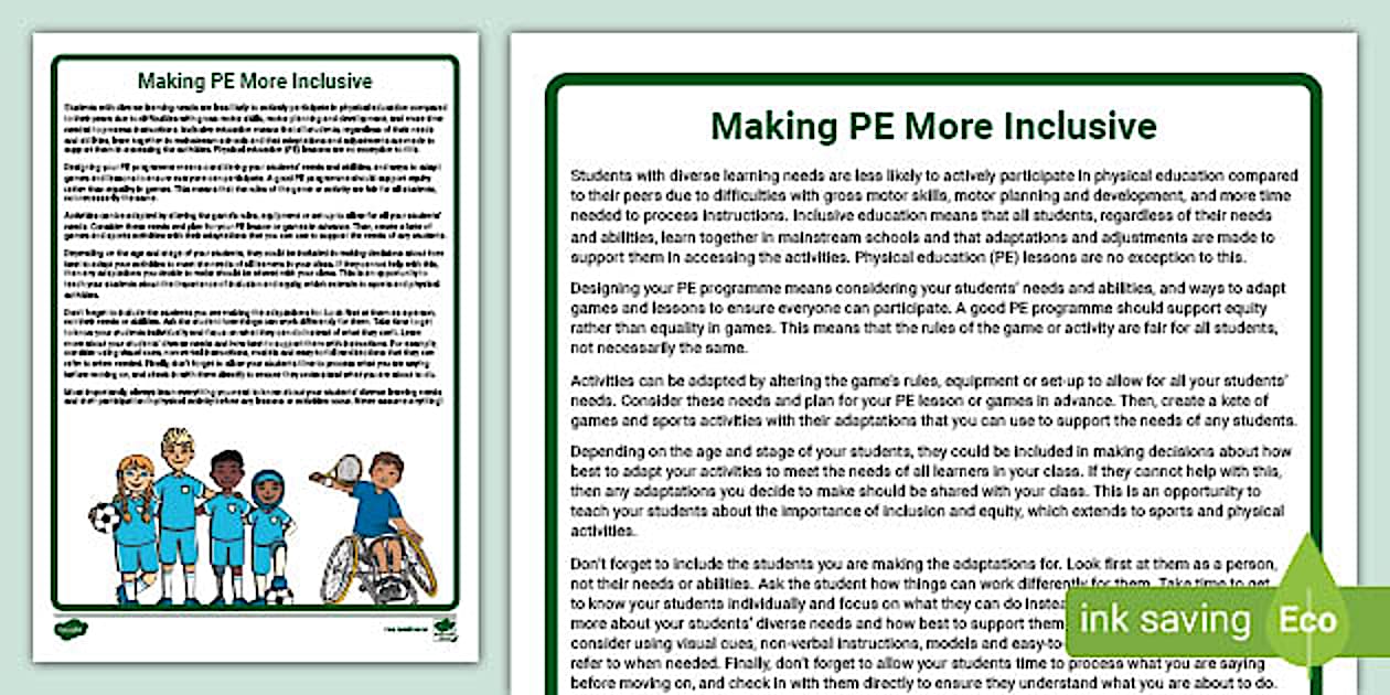 Making PE More Inclusive (Teacher-Made) - Twinkl