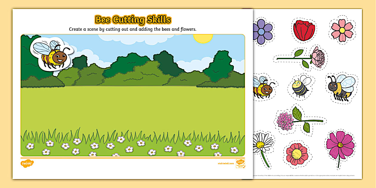 Bee Cutting Skills Activity - Twinkl - KS1 (teacher made)