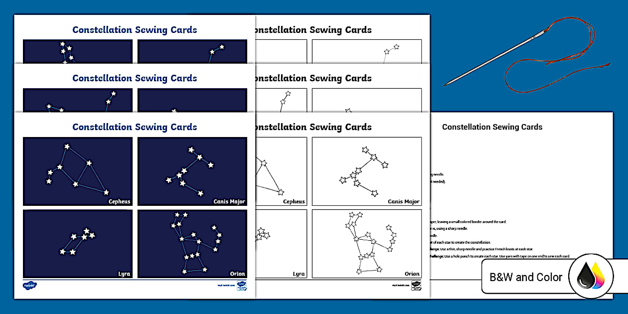 Constellation Sewing Cards Craft (teacher made) - Twinkl