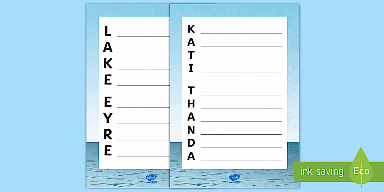 Black and White Kati Thanda–Lake Eyre Acrostic Poem