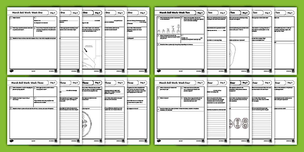 Sixth Grade Science March Bell Work Bundle (teacher made)