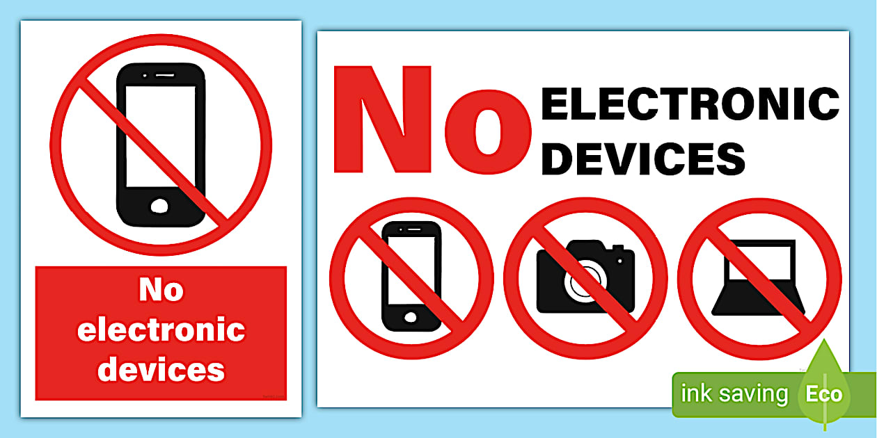 No Electronic Devices Sign Posters | Signage | Twinkl