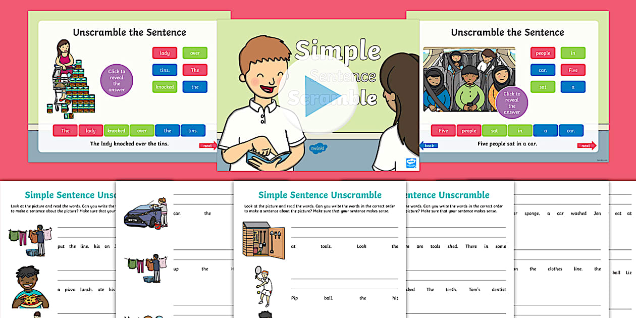 NSW KS1 Simple Sentence Scramble Activity Pack - Twinkl