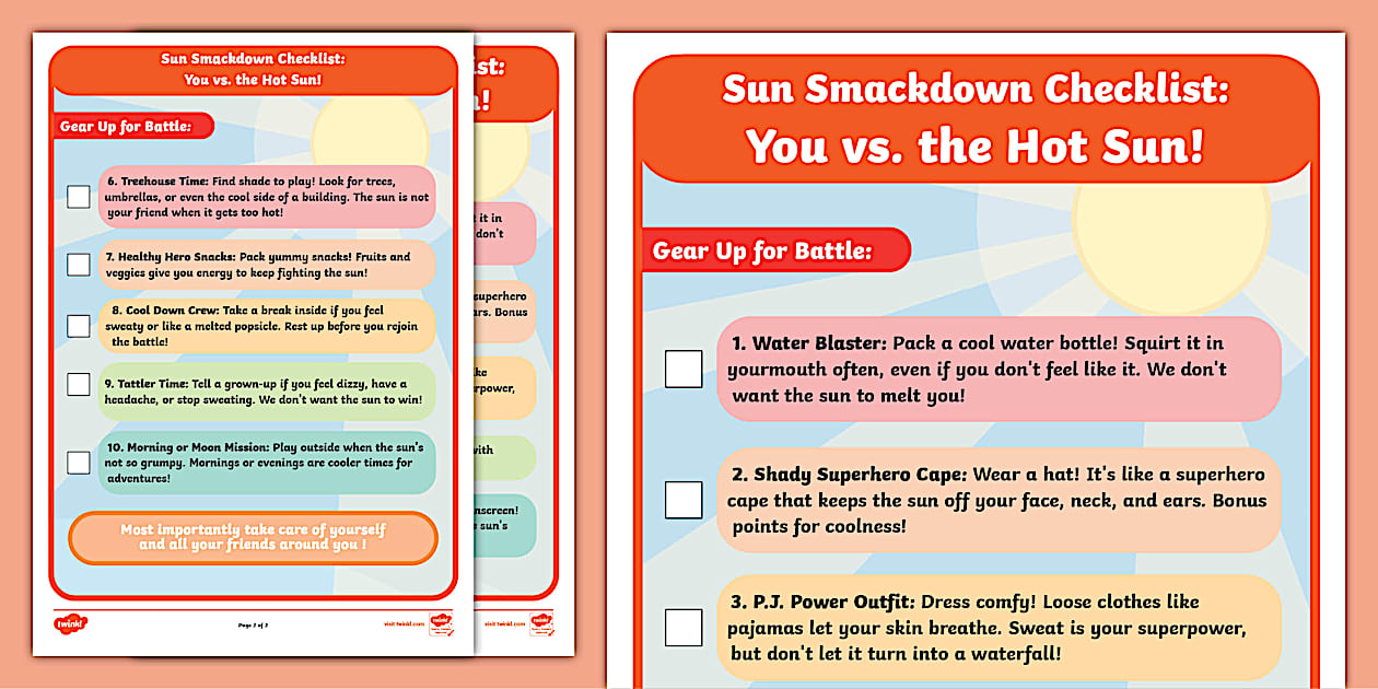 FREE! - My Sun Protection Checklist! (teacher made) - Twinkl