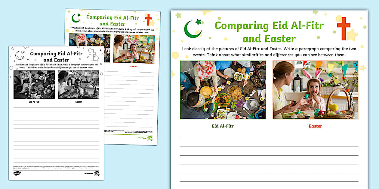 Comparing Eid Al-Fitr and Easter Worksheet (teacher made)