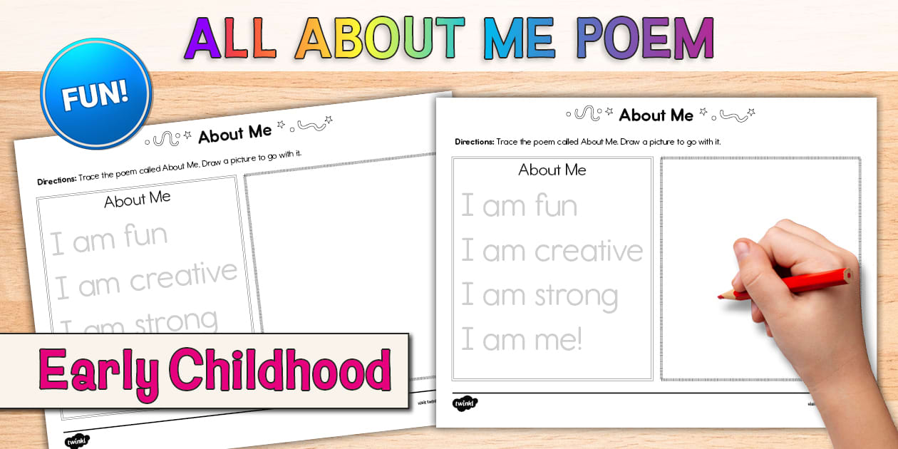 Early Childhood About Me Poem and Drawing Worksheet