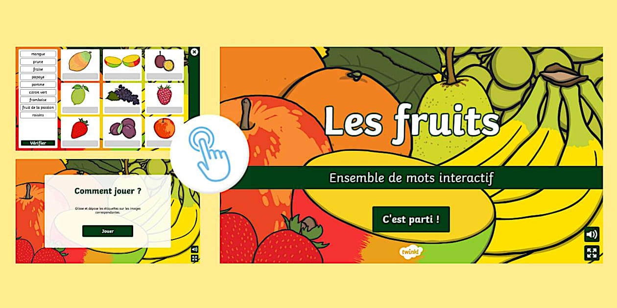Ensemble de mots interactif sur les fruits