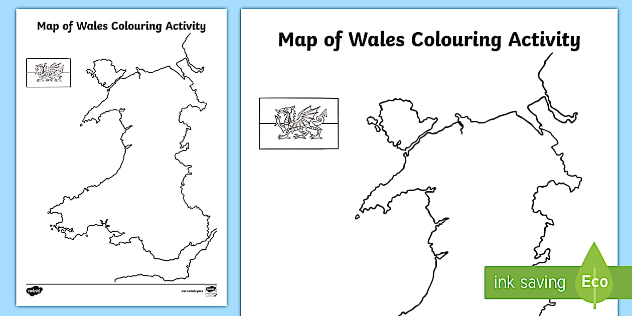 Map of Wales Colouring Activity (teacher made) - Twinkl