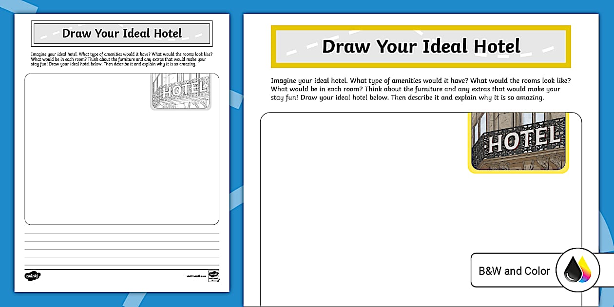 Road Trip Draw Your Ideal Hotel for 3rd-5th Grade - Twinkl