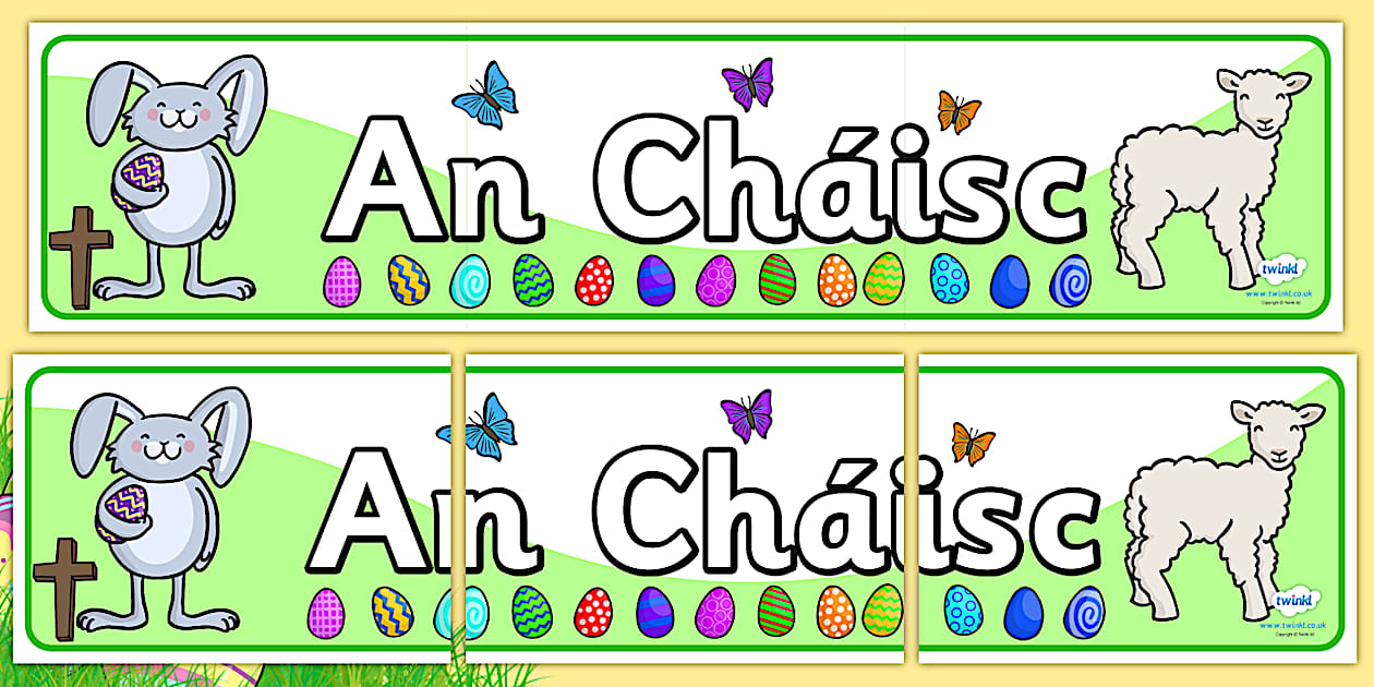 Easter Display Banner Irish (teacher made) - Twinkl