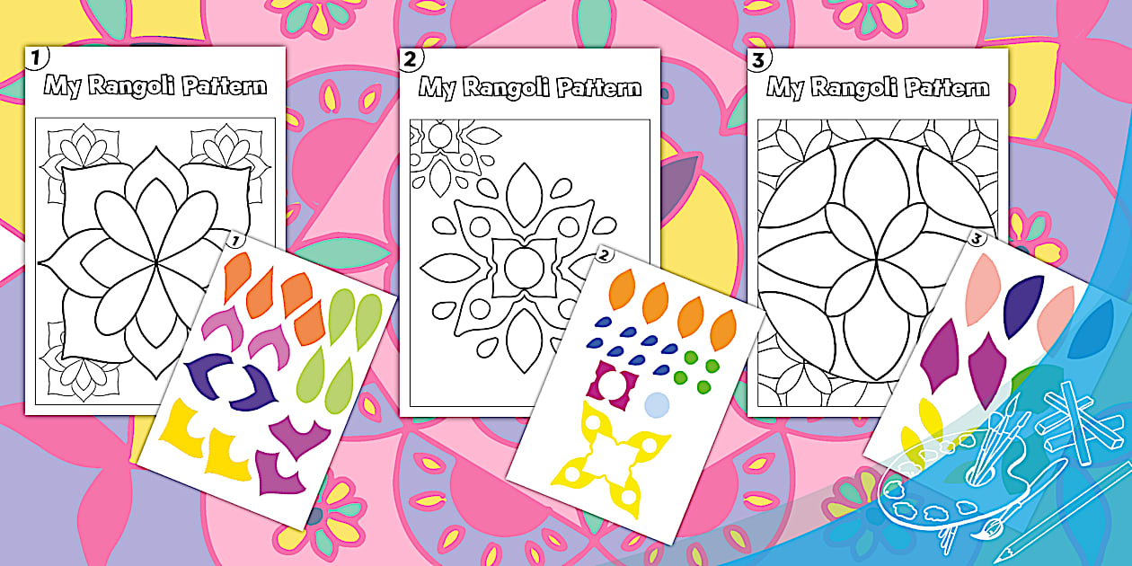 Diwali Rangoli Pattern Cut and Stick Matching Activity Pack