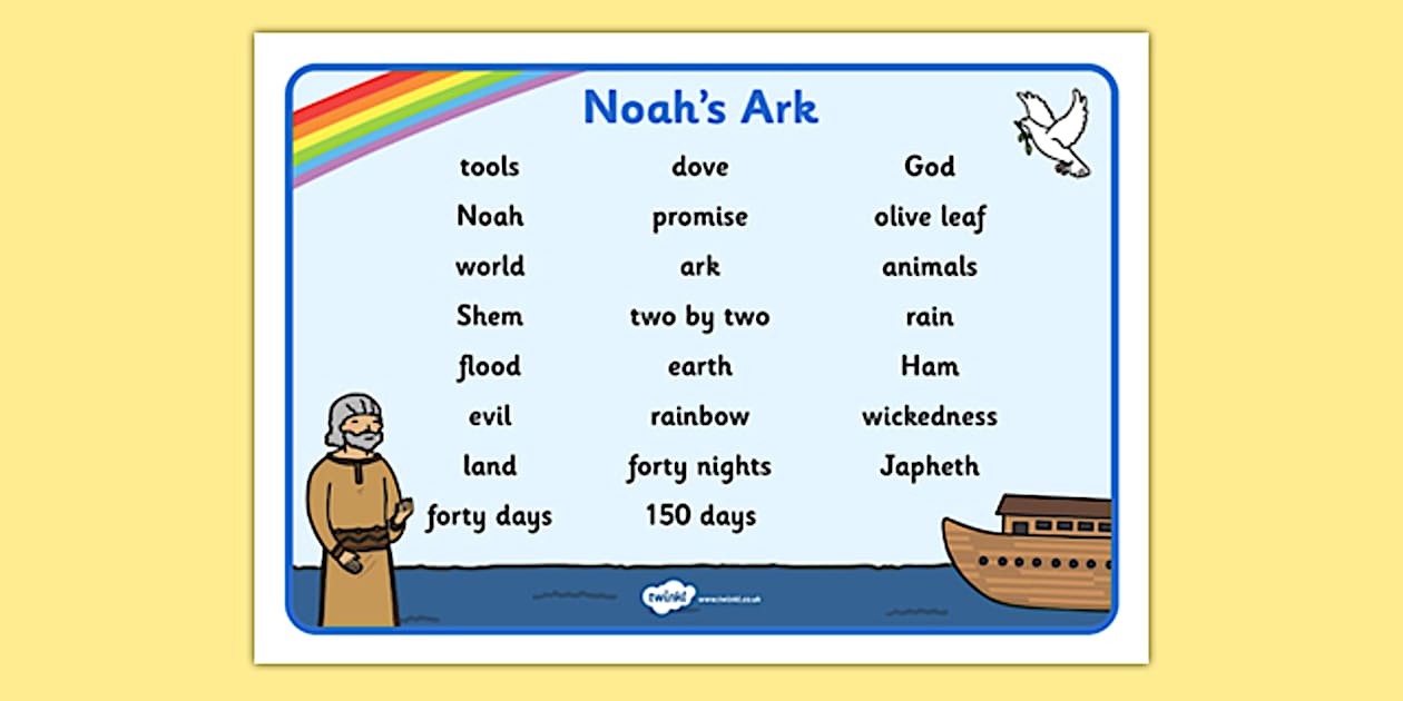 Noah's Ark Word Mat Images - Twinkl