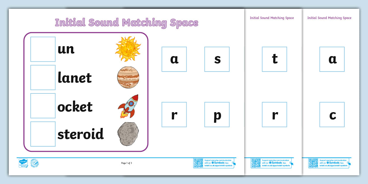 Initial Sound Matching Space Workstation Pack (teacher made)