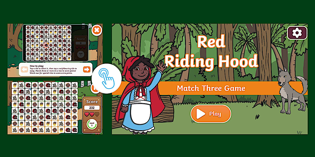 Red Riding Hood Interactive Match Three Game - Twinkl - KS1
