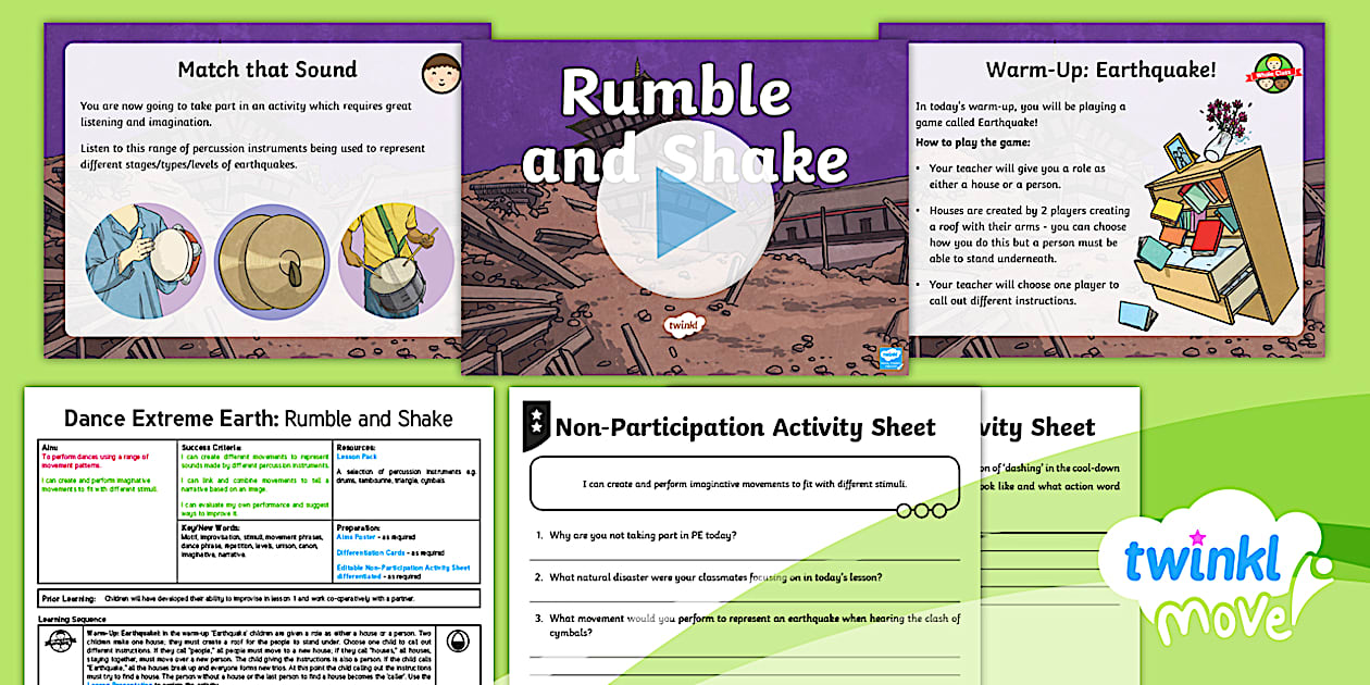 Twinkl Move - Year 3 Dance: Extreme Earth Lesson 2 - Rumble and Shake