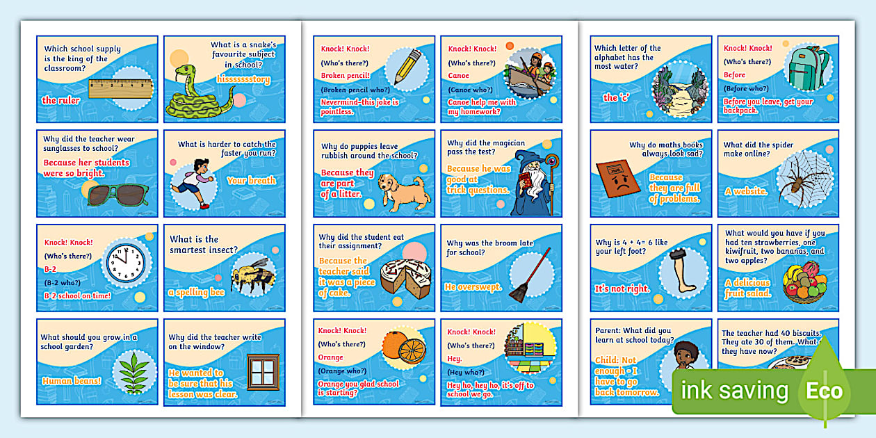 Joke Cards for Back to School (professor feito) - Twinkl