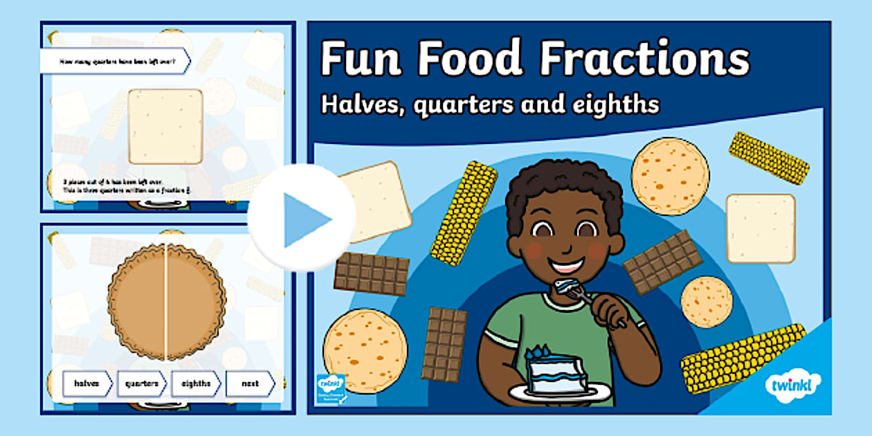 Fun Food Fractions Halves, Quarters and Eighths PowerPoint