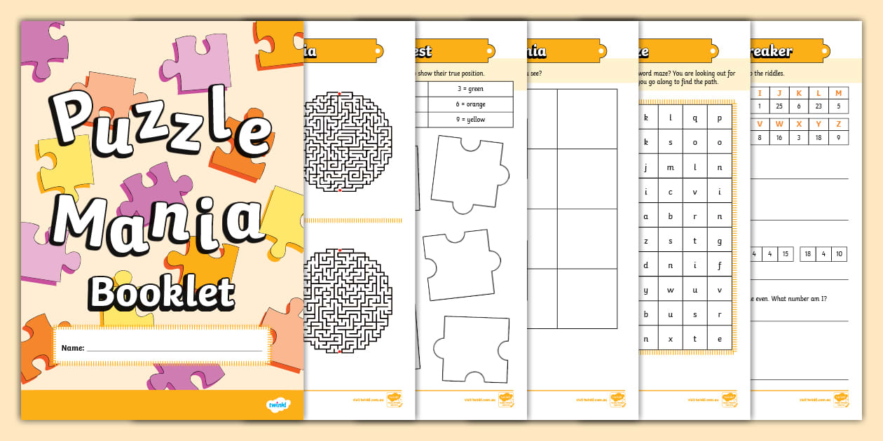 Puzzle Mania Booklet 3-6 (teacher made) - Twinkl
