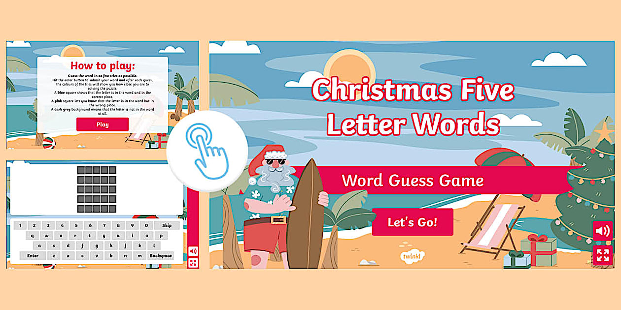Christmas Word Guess - Five Letter Words (teacher made)