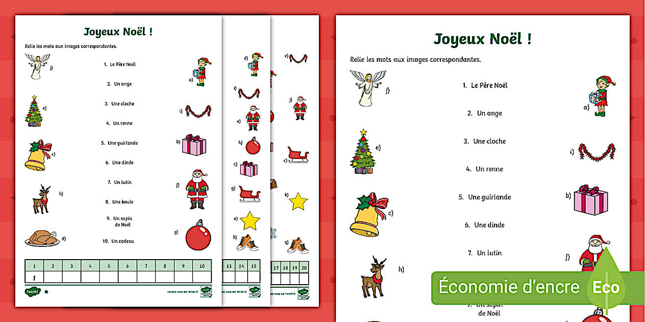 Activité différenciée de vocabulaire de Noël - Twinkl